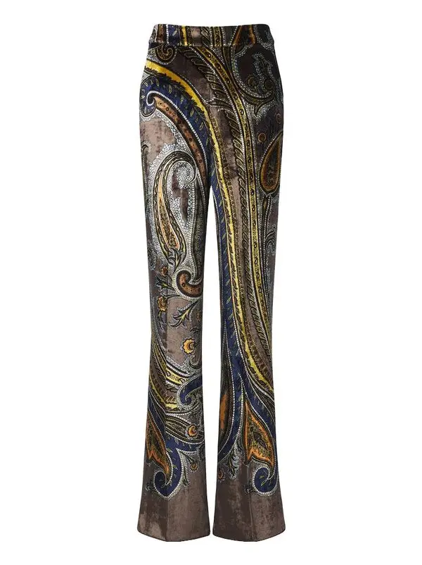 Etro Paisley Velvet Flared Trousers - Multicoloured