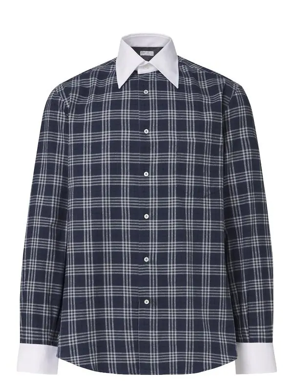 Brunello Cucinelli Checked Cotton-blend Flannel Shirt - Blue