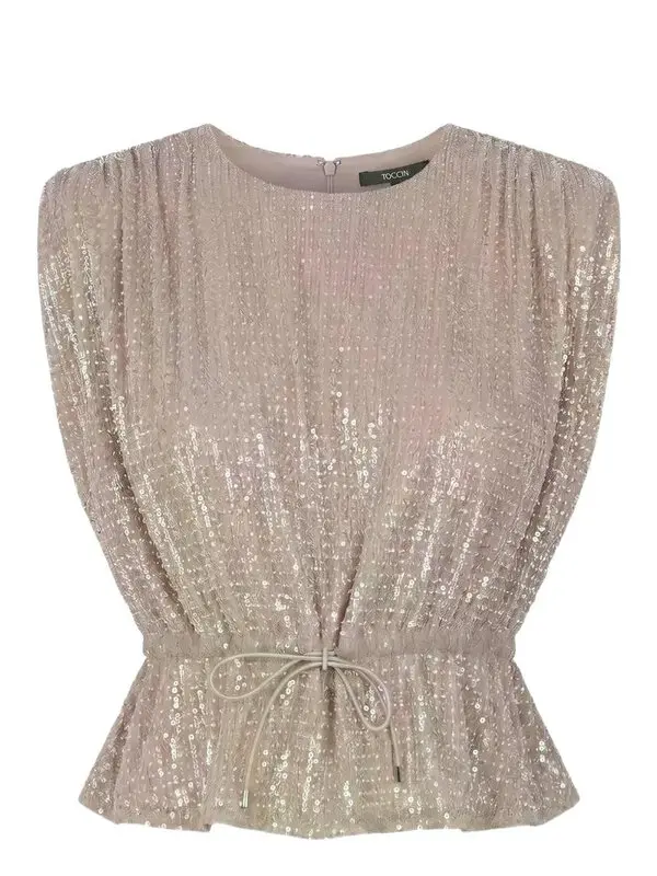 TOCCIN Talon Sequin-embellished Top - Neutrals