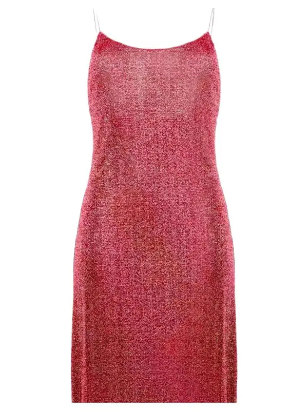 Oseree Feather-trimmed Metallic-effect Maxi Dress - Red