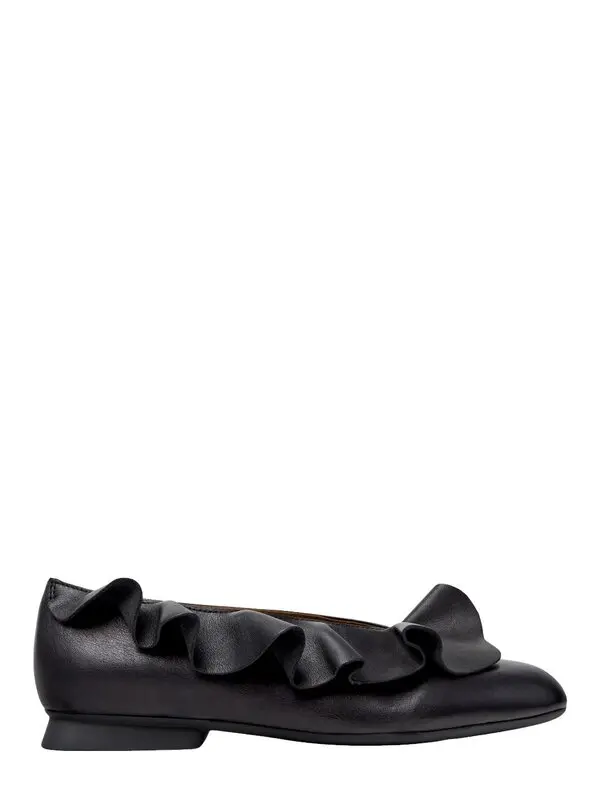 Camper Casi Myra Leather Ballerinas With Ruffles - Black