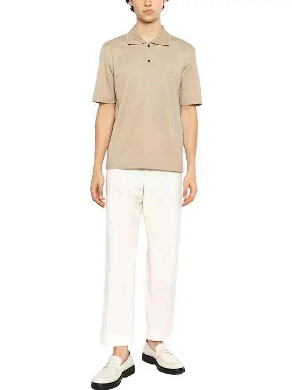 FERRAGAMO Knitted-collar Piqué Polo Shirt - Neutrals