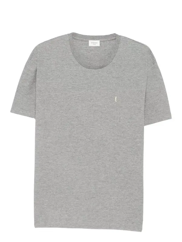 Saint Laurent Cassandre T-shirt In Piqu - Grey