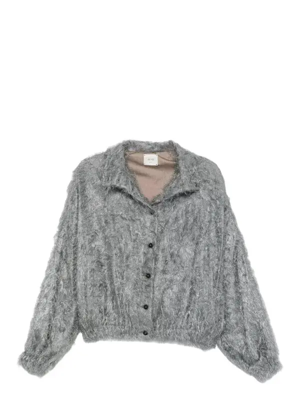ALYSI Textured Button-front Jacket - Grey