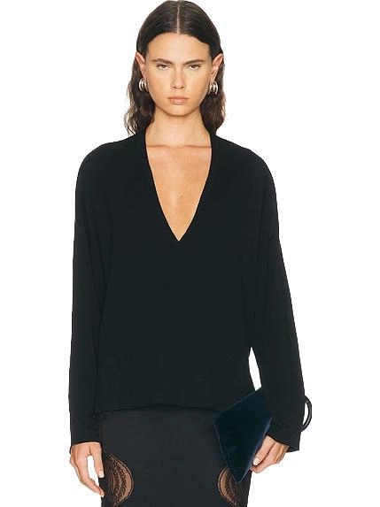 TOM FORD Fine Merino V-neck Sweater - Black