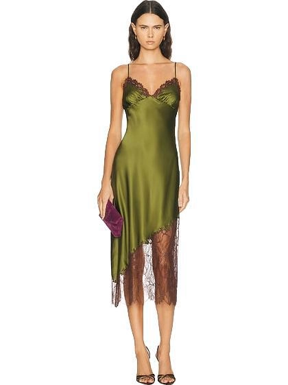 Staud Lara Silk Dress - Pear