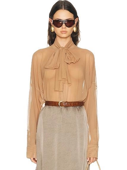 Norma Kamali Oversized Bow Bodysuit - Sable