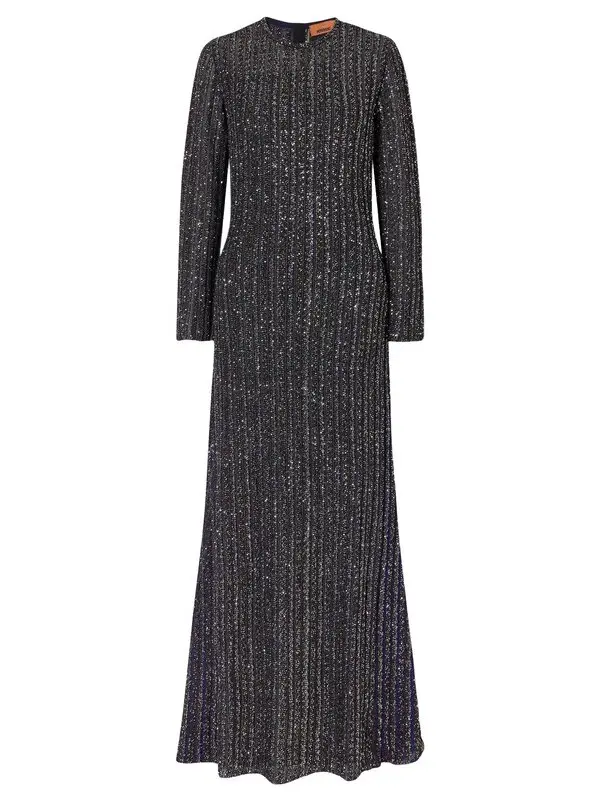 Missoni Sequin-embellished Ribbed-knit Maxi Dress - Black