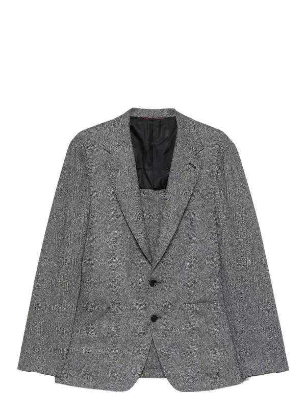 Canali Kei Herringbone Single-breasted Jacket - Grey