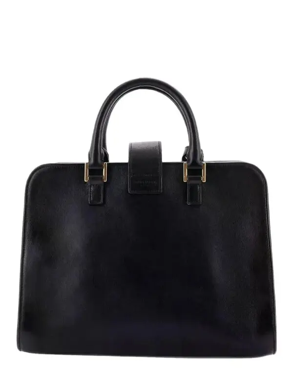 Saint Laurent Monogram Cabas Leather Satchel - Black