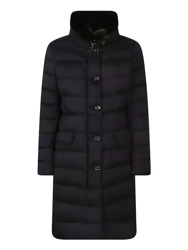 MOORER Quilted Faux-fur-trim Coat - Blue
