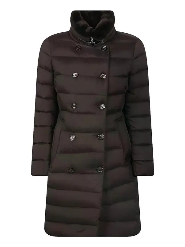 MOORER Quilted Double-breasted Coat - Brown