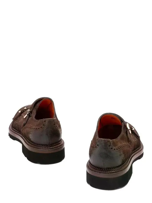 Santoni Kalamabuck Double-strap Loafers - Brown