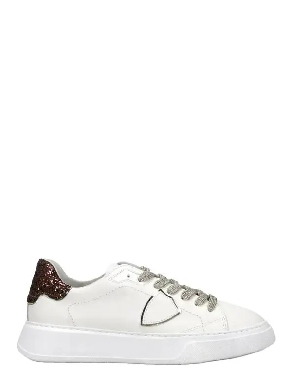 Philippe Model Temple Glitter Detail Sneakers - White
