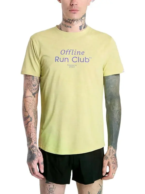 SAYSKY Logo-print Curved-hem T-shirt - Yellow