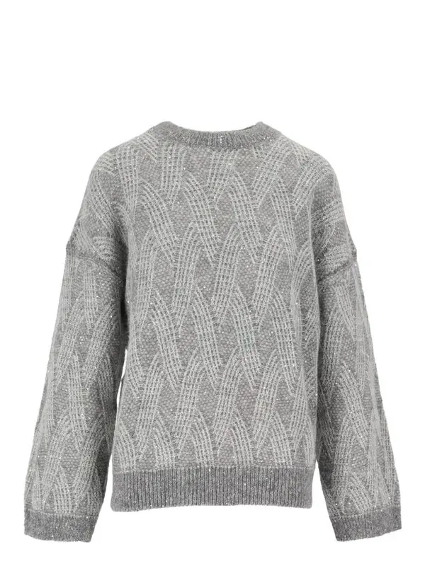 Peserico Sequin-embellished Open-knit Sweater - Grey