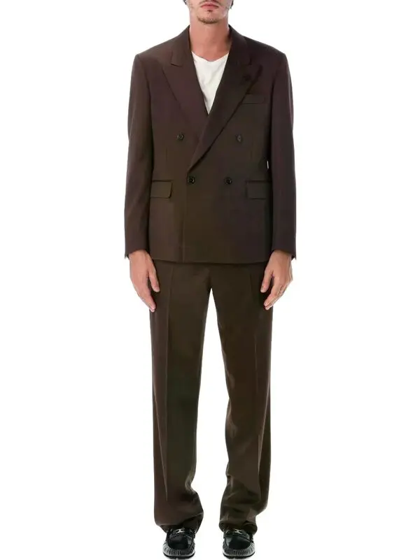 LARDINI Double-breasted Peak-lapel Suit - Brown