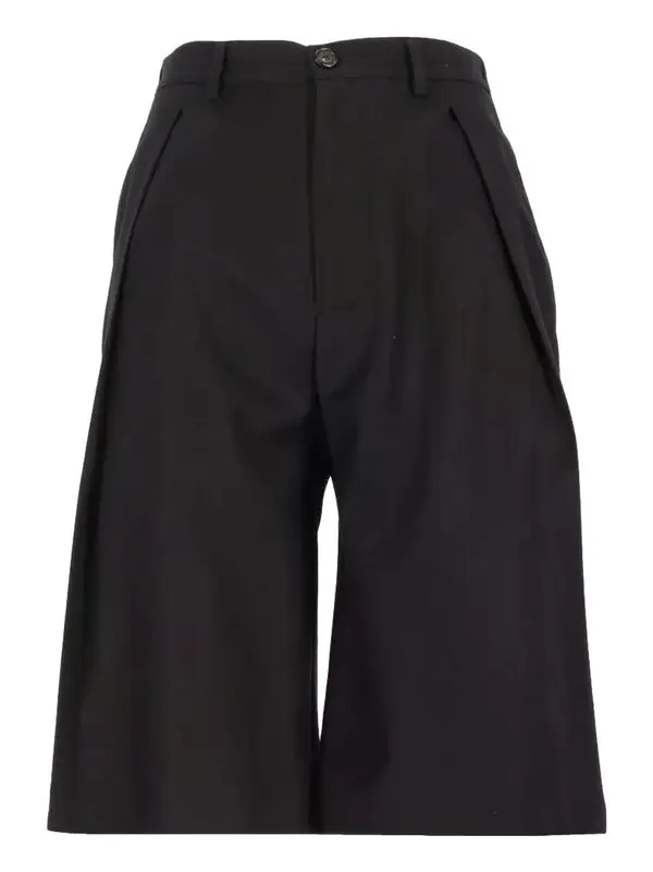 Barena Venezia Pleated Wool-blend Shorts - Black