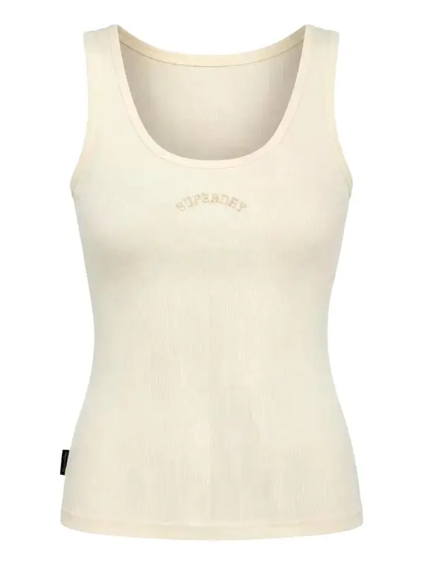Superdry Embroidered Logo Ribbed Vest - Neutrals