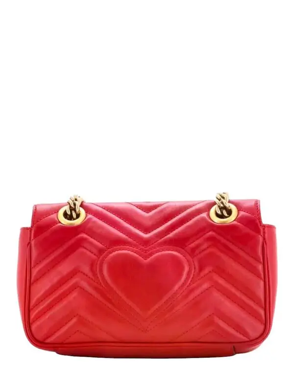 Gucci Gg Marmont Flap Bag Matelassé Leather Mini Cross Body Bag - Red