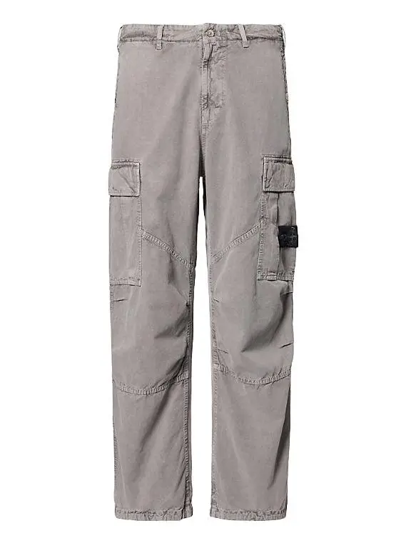 Stone Island Loose-fit Cotton-blend Cargo Trousers - Grey
