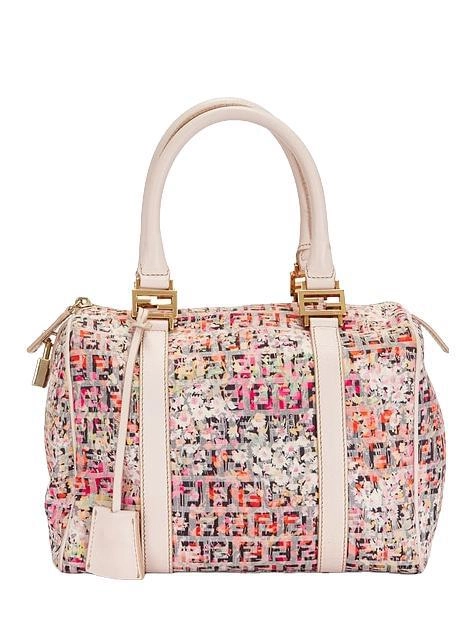 FWRD RENEW Fendi Zucchino Forever Bauletto Mini Boston Bag - Pink
