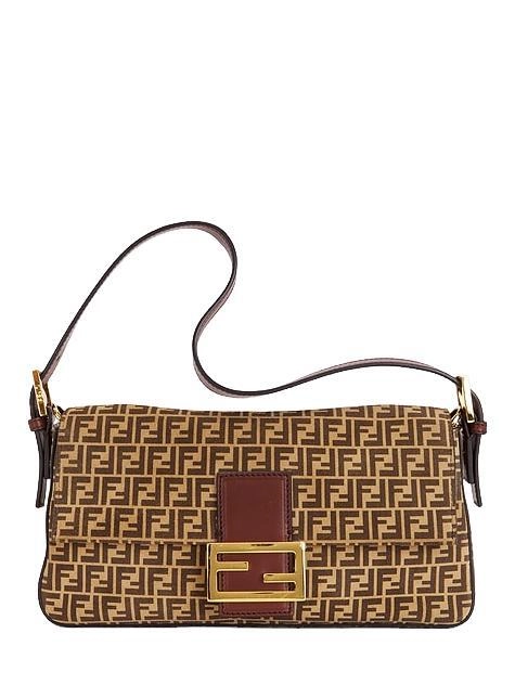 FWRD RENEW Fendi Zucchino Baguette Shoulder Bag - Brown