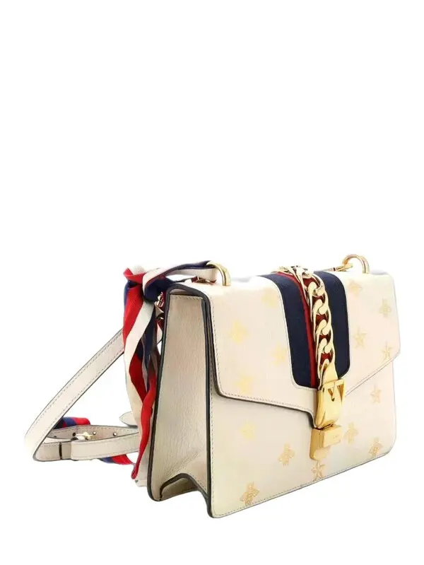 Gucci Sylvie Printed Leather Small Shoulder Bag - Neutrals