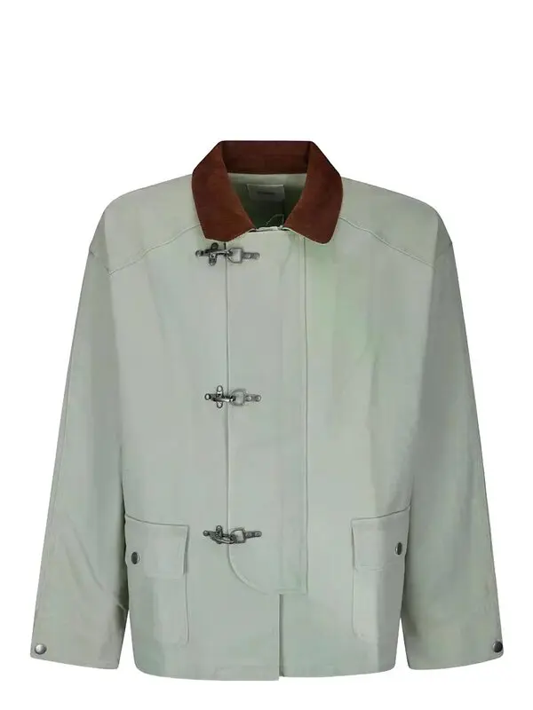 FOUND Cotton Contrast Collar Bomber Jacket - Green