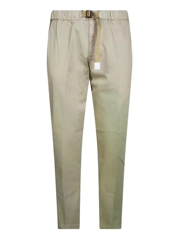 WHITE SAND Belted Gabardine Trousers - Neutrals