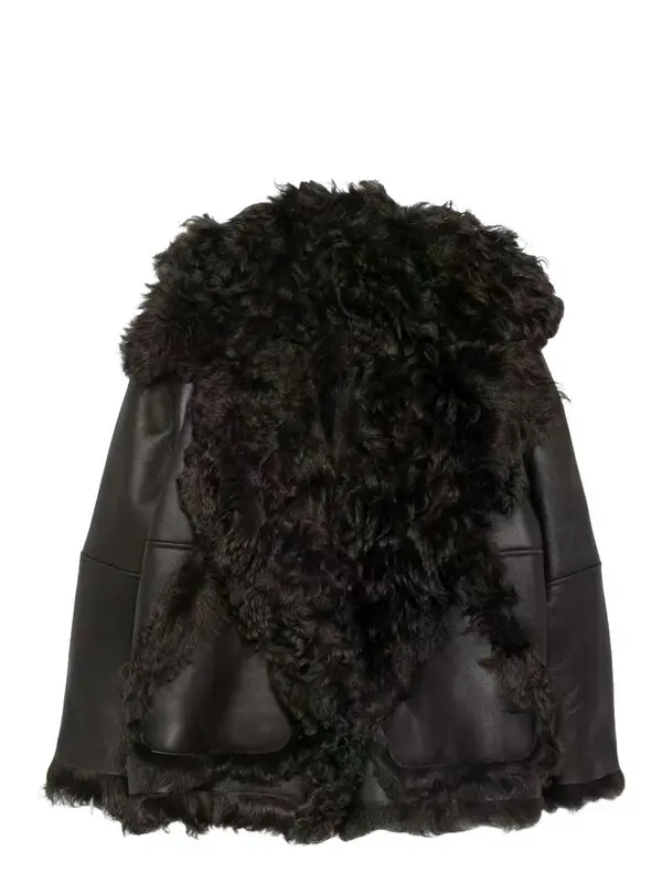 N°21 Shearling-trim Leather Jacket - Brown