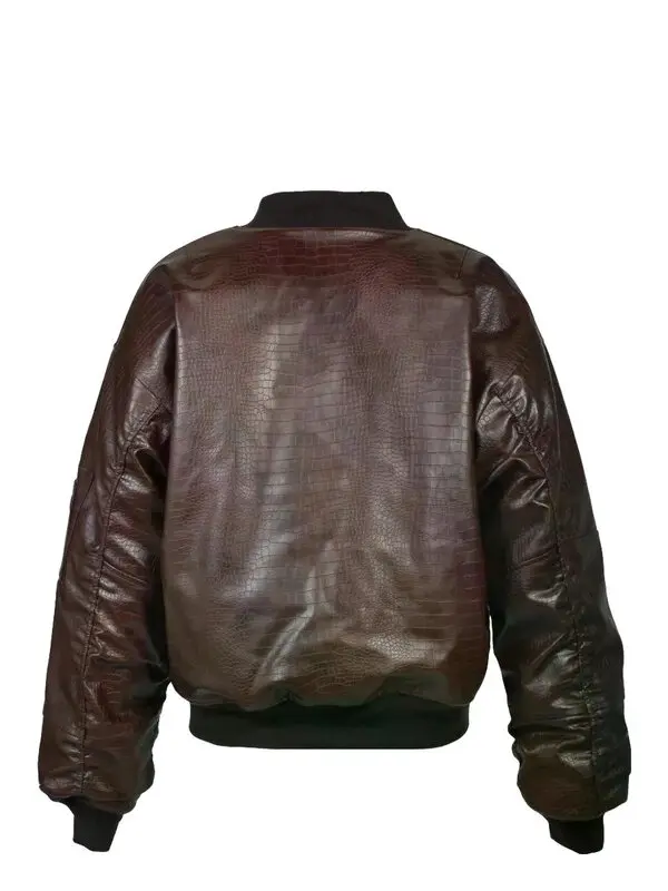 BREATH Crocodile-effect Bomber Jacket - Brown