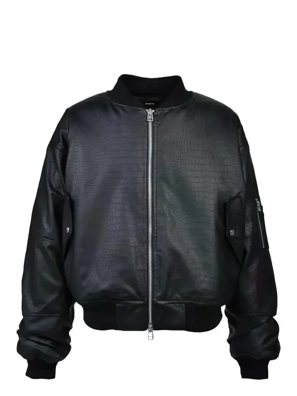 BREATH Croc-embossed Bomber Jacket - Black