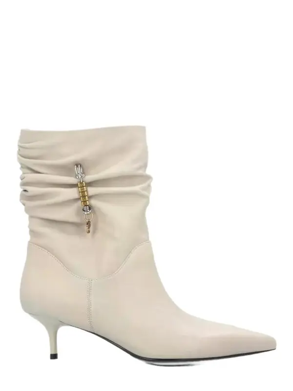 Pinko Ruched Logo-charm Ankle Boots - Neutrals