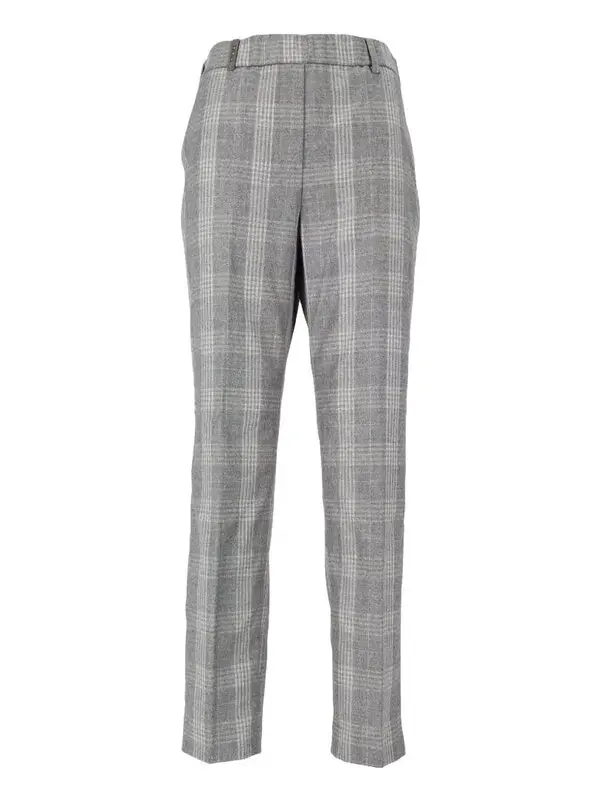 Peserico Checked Tapered Trousers - Grey