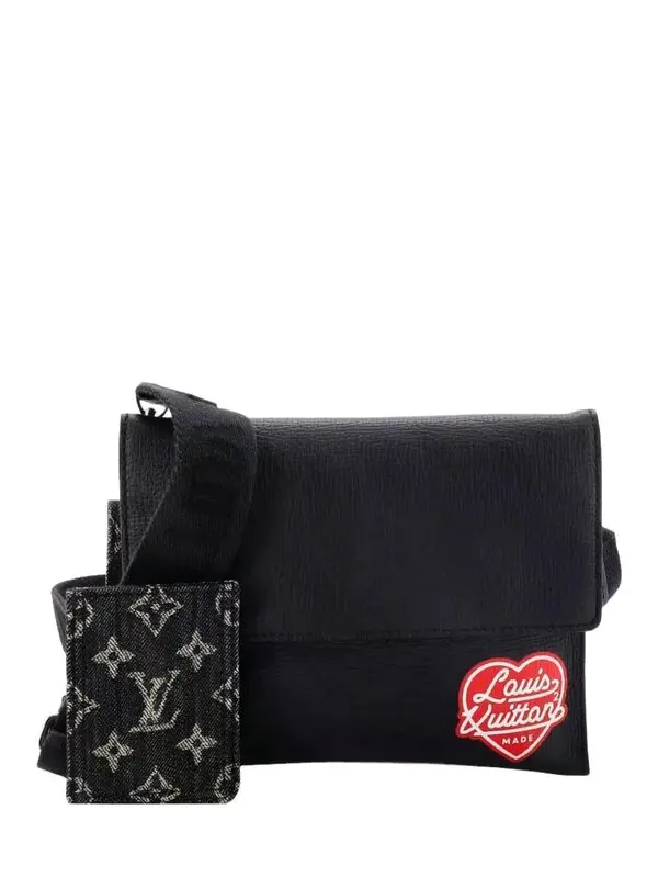 LOUIS VUITTON Nigo Trio Messenger Pouch Monogram Denim And Taurillon Leather Clutch Bag - Black
