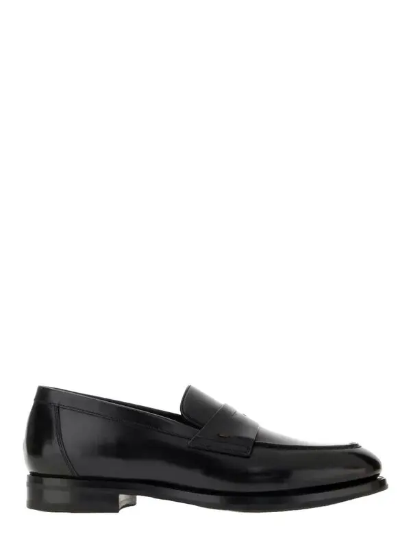 Santoni Colin Leather Loafers - Black