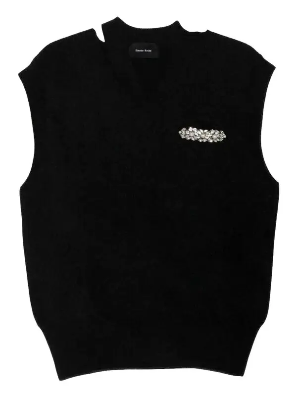Simone Rocha Embellished V-neck Waistcoat - Grey