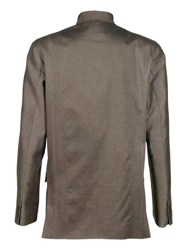 TAAKK Guayabera-style Long-sleeve Overshirt - Brown