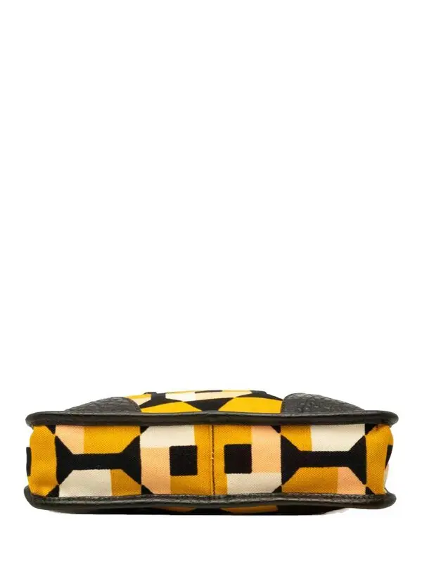Prada Printed Canvas And Leather Tote Bag - Brown
