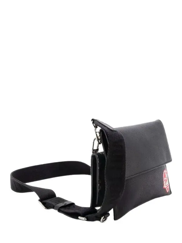 LOUIS VUITTON Monogram Denim And Taurillon Leather Nigo Trio Messenger Pouch Clutch Bag - Black
