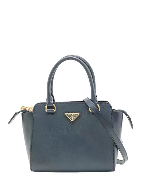 Prada Saffiano Lux Tote Satchel - Blue