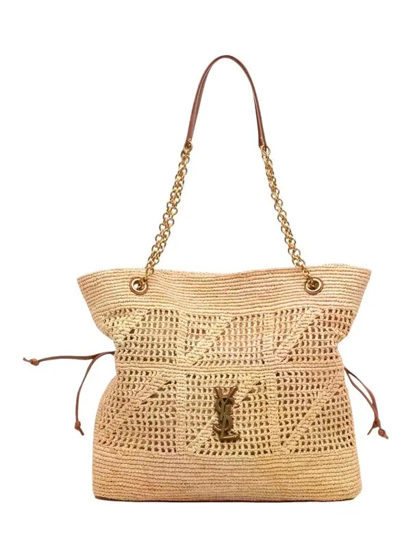 Saint Laurent Raffia Jamie Shopping Tote Bag - Neutrals