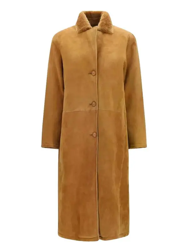 SWORD 6644 Shearling-collar Leather Coat - Neutrals