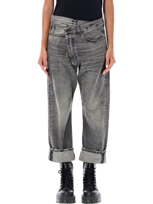 R13 Cross-over Straight Leg Jeans - Black