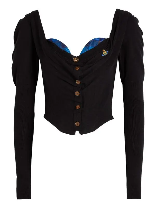 VIVIENNE WESTWOOD Bea Draped Wool-blend Corset Cardigan - Black