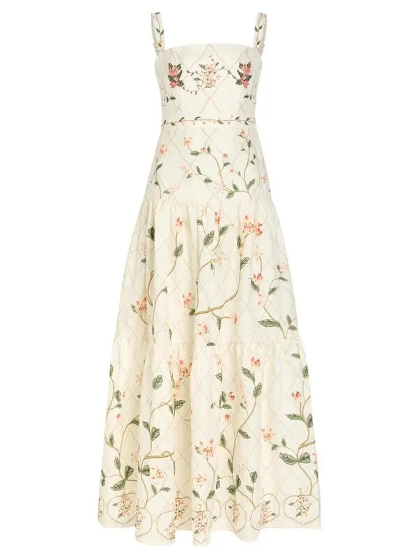 Agua Bendita Lima Floral-print Linen Maxi Dress - Multicoloured