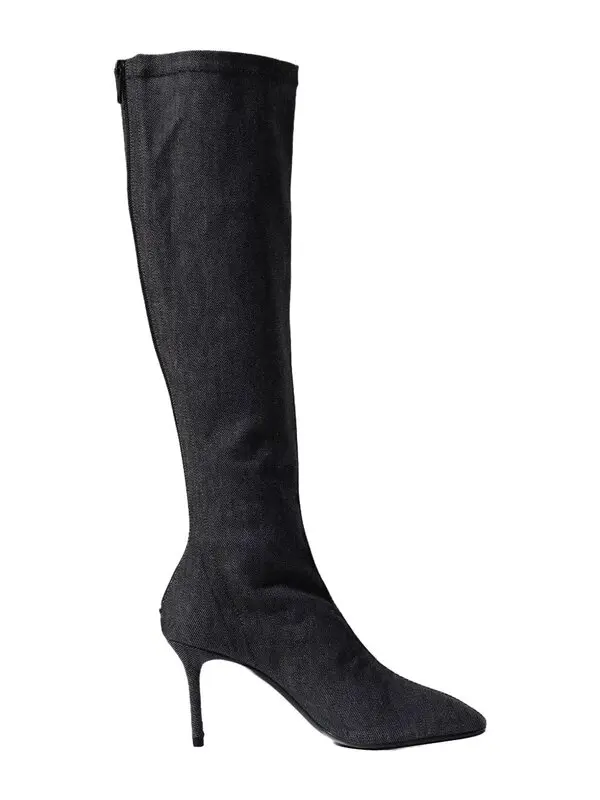 COURREGES 75mm Denim Pointed-toe Boots - Black