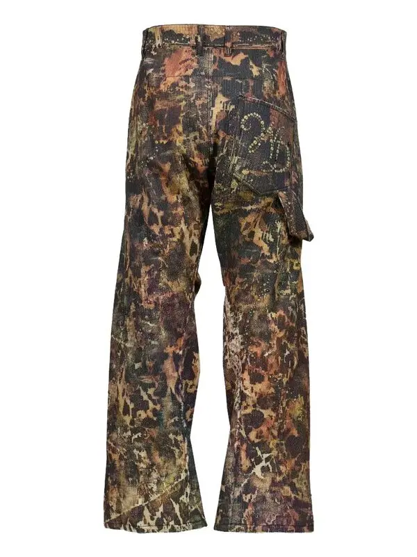 We11Done Abstract-print Corduroy Trousers - Black
