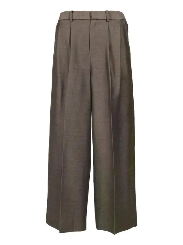 TAAKK Pleated Wide-leg Trousers - Brown